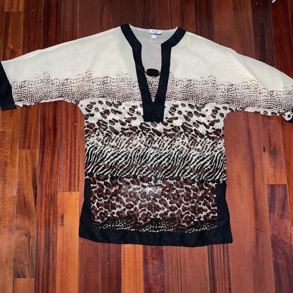 Swim | Cz Beach Cover Up Brown Black Leopard Cheetah Small Fits Medium ...